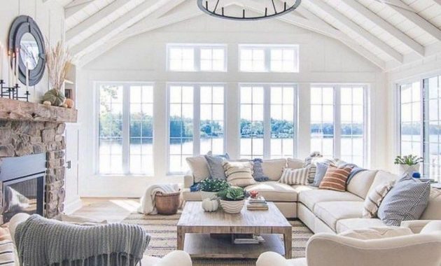 40 Attractive Lake House Living Room Decor Ideas - BESTHOMISH